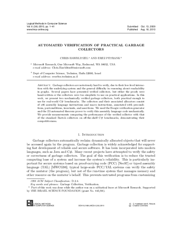 (PDF) Automated Verification of Practical Garbage Collectors