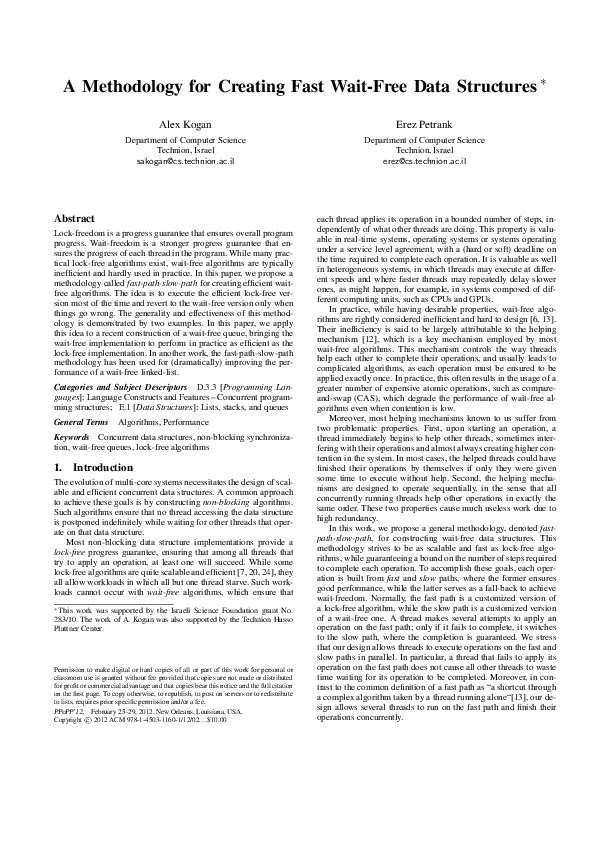 (PDF) A methodology for creating fast wait-free data structures