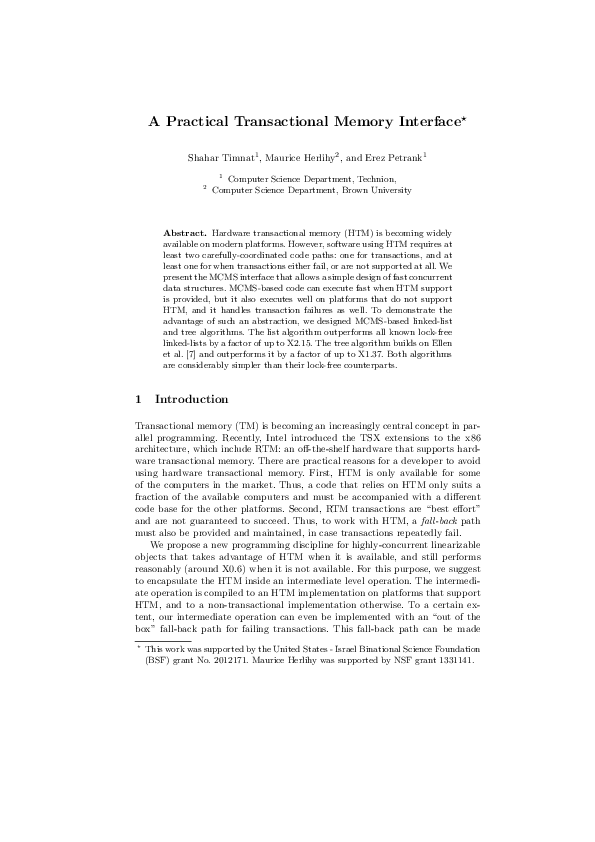 (PDF) A Practical Transactional Memory Interface