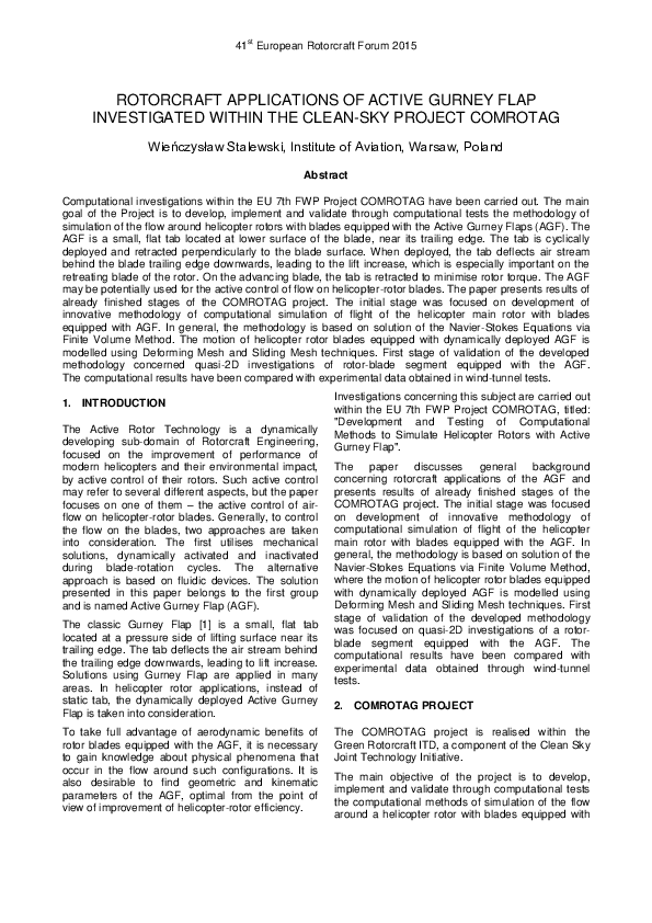 (PDF) Rotorcraft Applications of Active Gurney Flap