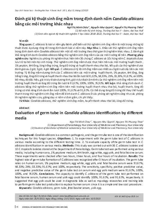 (PDF) Evaluation of germ tube in Candida albicans identification by ...