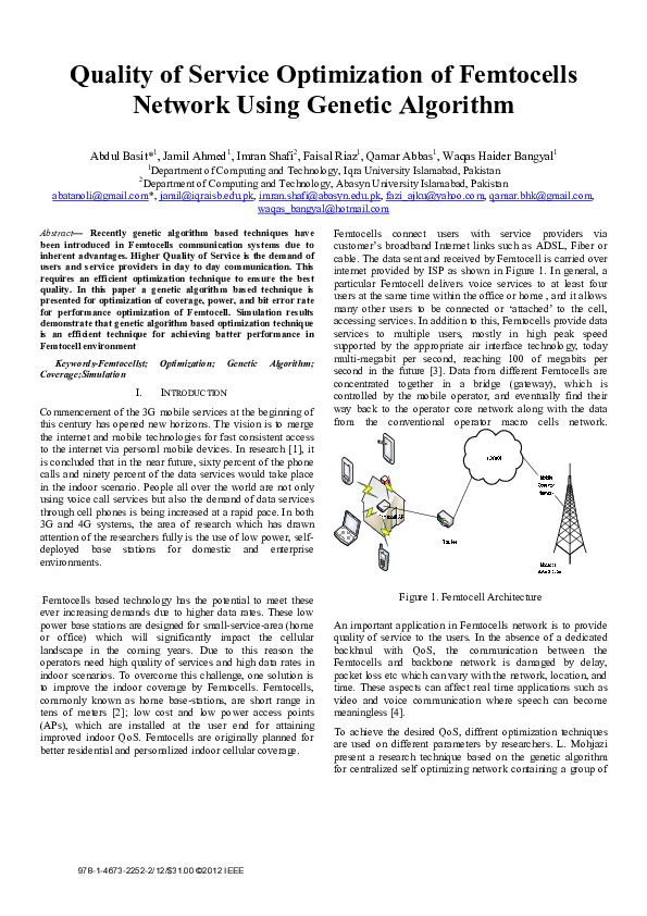 (PDF) Quality of service optimization of femtocells network using ...