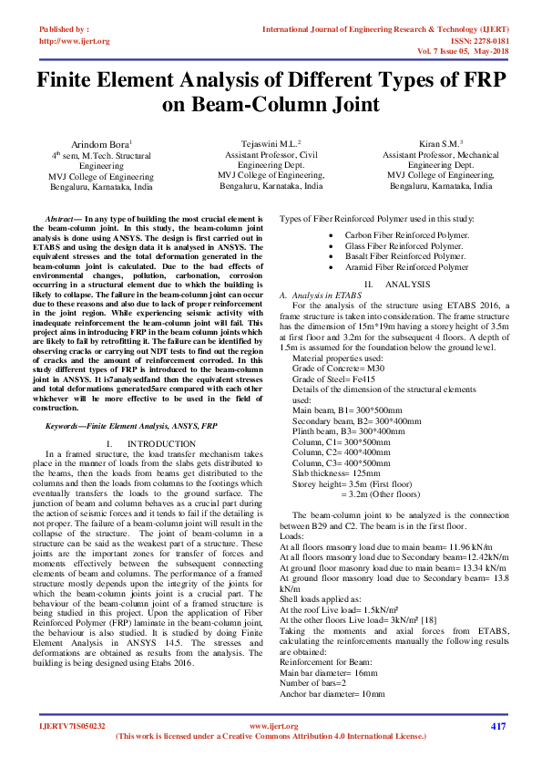 (PDF) Finite Element Analysis of Different Types of FRP on Beam-Column Joint