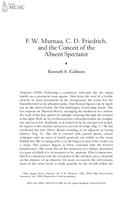 (PDF) F. W. Murnau, C. D. Friedrich, and the Conceit of the Absent ...