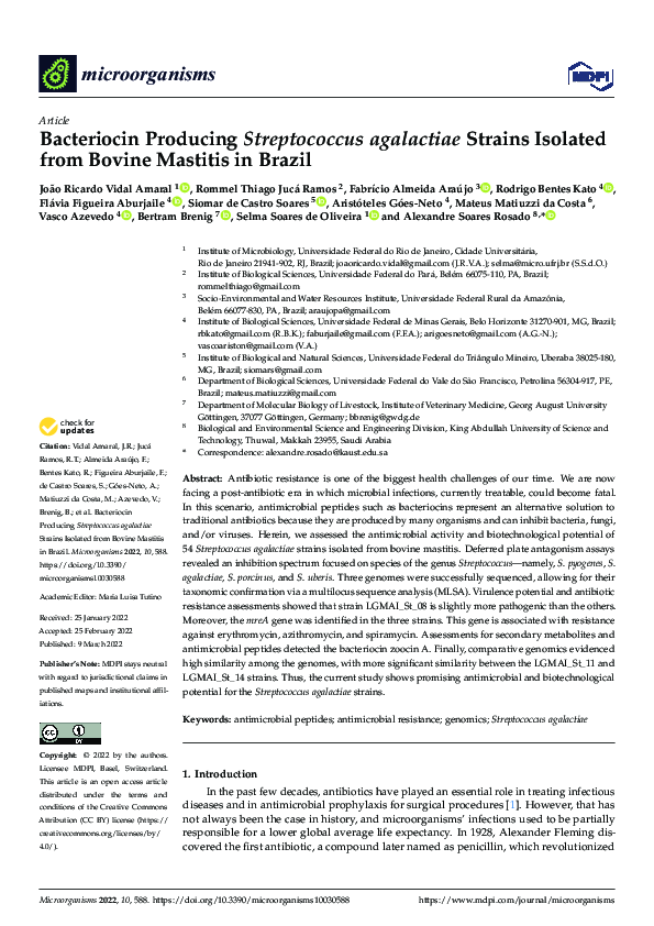 (PDF) Bacteriocin Producing Streptococcus agalactiae Strains Isolated ...