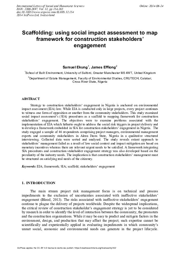 (PDF) Scaffolding: Using Social Impact Assessment to Map Framework for ...