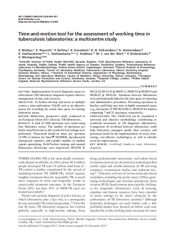 (PDF) Time-and-motion tool for the assessment of working time in ...