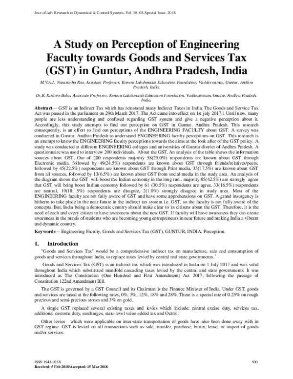 (PDF) A Study on Perception of Engineering Faculty towards Goods and ...