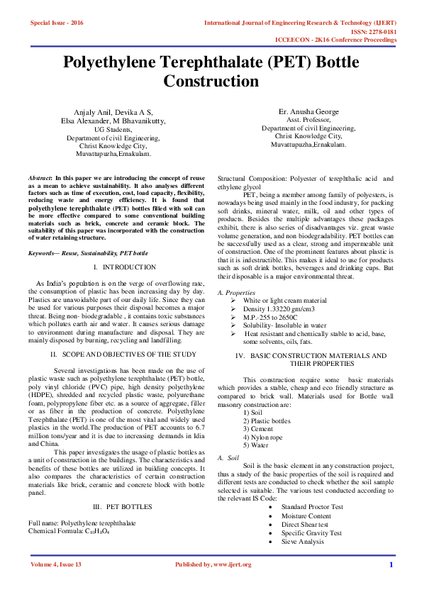 (PDF) Polyethylene Terephthalate (PET) Bottle Construction | Anjaly Anil - Academia.edu