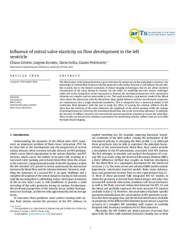 (PDF) Influence of mitral valve elasticity on flow development in the left ventricle
