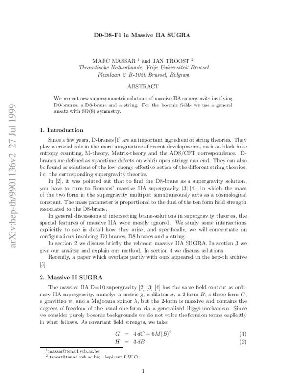 (PDF) D0-D8-F1 in Massive IIA SUGRA