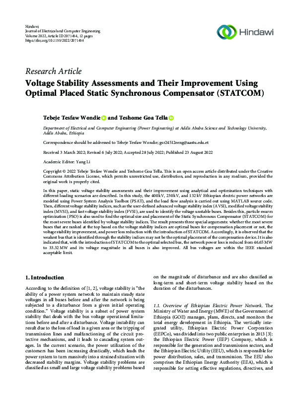 (PDF) Voltage Stability Assessments and Their Improvement Using Optimal Placed Static ...