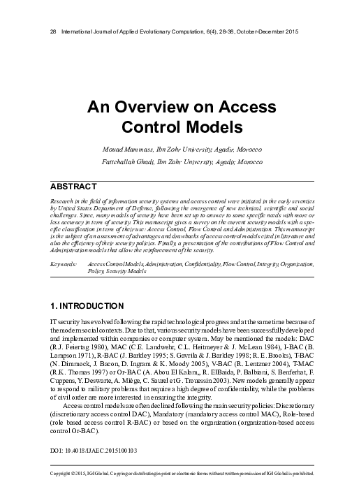 (PDF) An Overview on Access Control Models