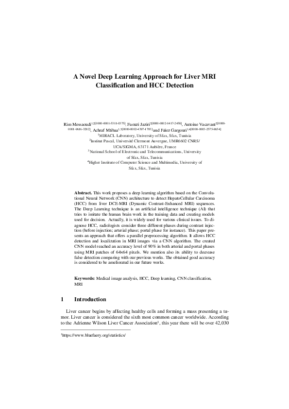 Pdf A Novel Deep Learning Approach For Liver Mri Classification And Hcc Detection Faiez