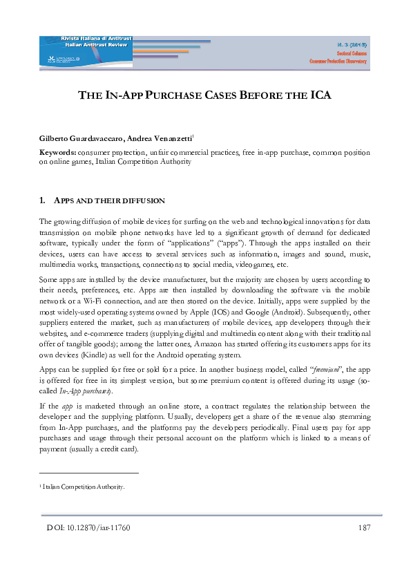 (PDF) The In-App Purchase Cases Before the ICA