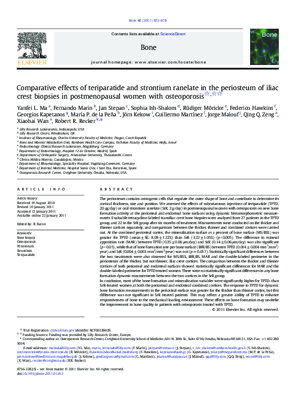 (PDF) Comparative effects of teriparatide and strontium ranelate in the ...