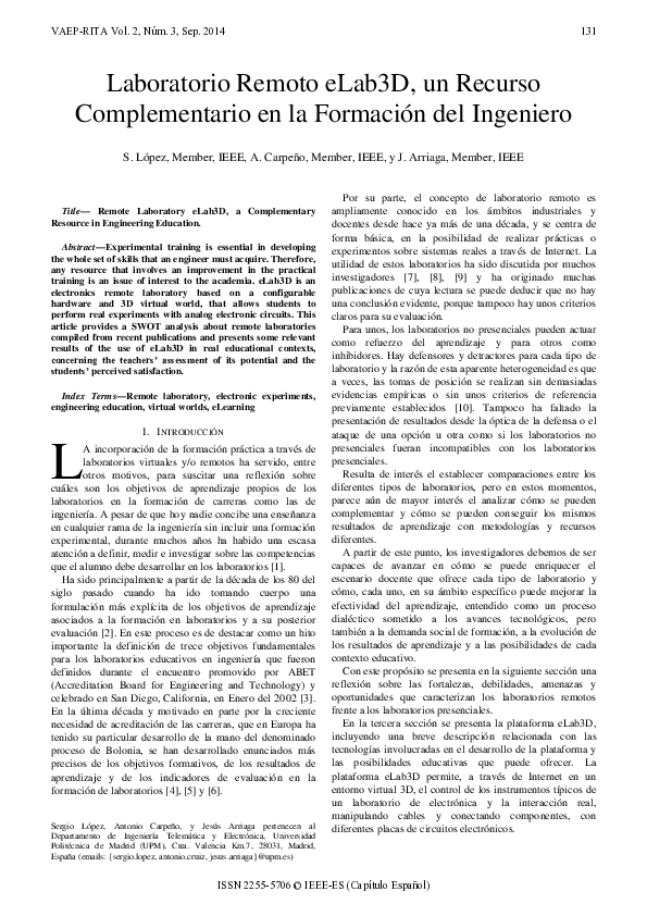 (PDF) Laboratorio Remoto eLab3D, un recurso complementario en la formación del ingeniero