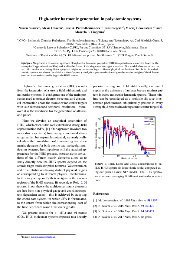 (PDF) High-order harmonic generation in polyatomic systems