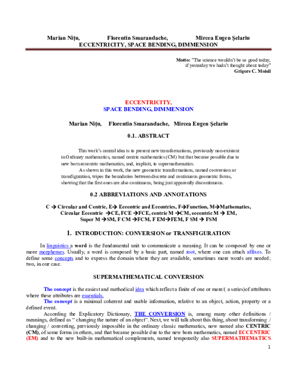 (PDF) Eccentricity, Space Bending, Dimmension