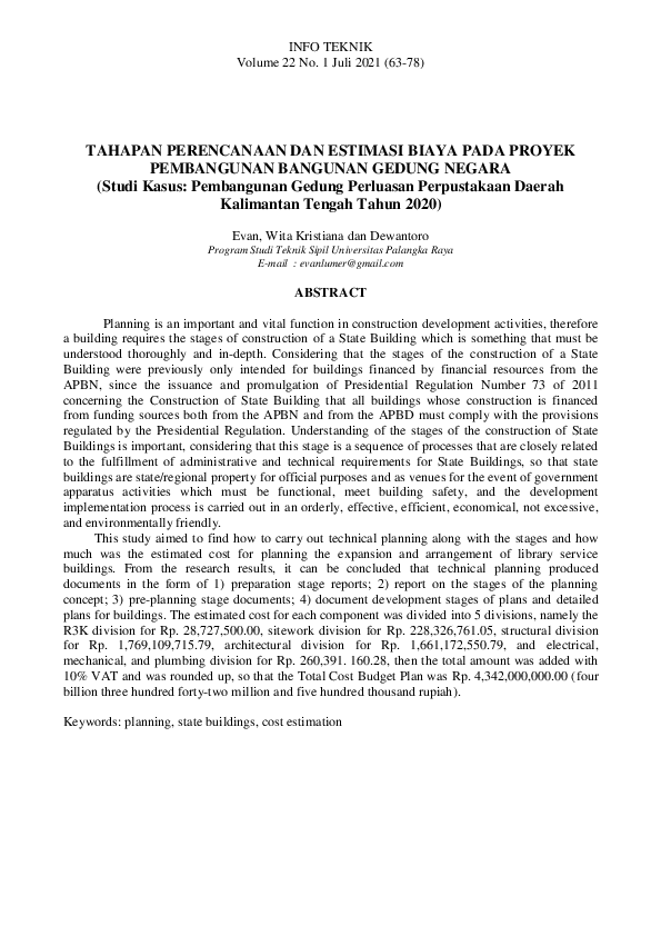 (PDF) Tahapan Perencanaan Dan Estimasi Biaya Pada Proyek Pembangunan ...