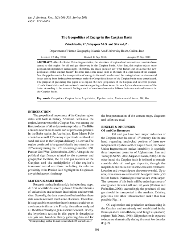 (PDF) The Geopolitics of Energy in the Caspian Basin