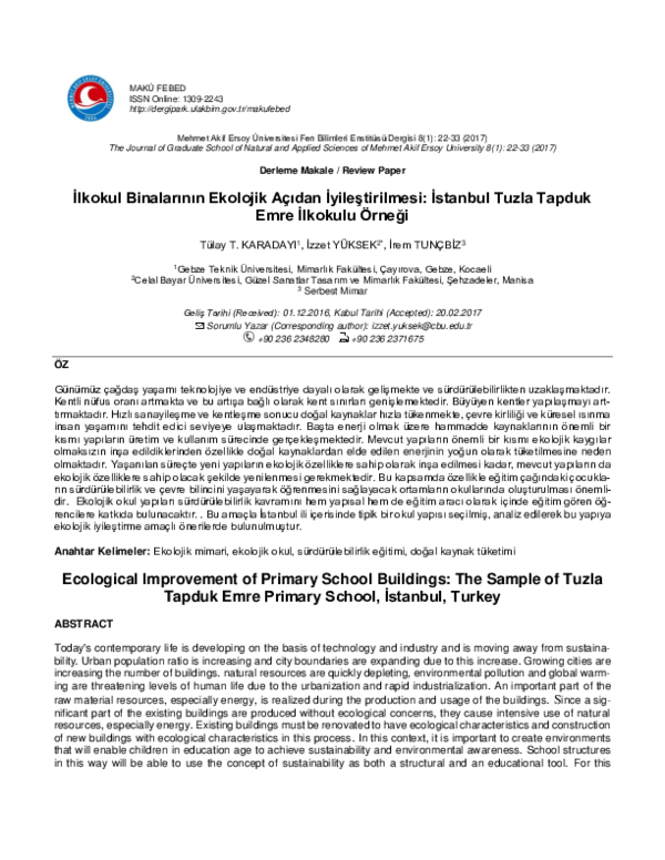(PDF) Ecological Improvement of Primary School Buildings: The Sample of ...