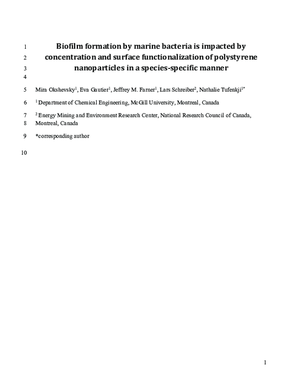 (PDF) Biofilm formation by marine bacteria is impacted by concentration ...