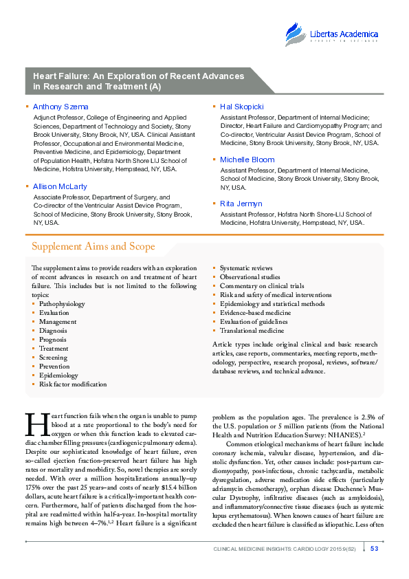 (PDF) Heart Failure: An Exploration of Recent Advances in Research and ...