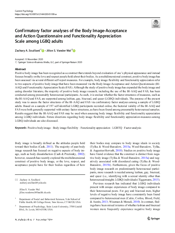 (PDF) Confirmatory factor analyses of the Body Image-Acceptance and Action Questionnaire and ...