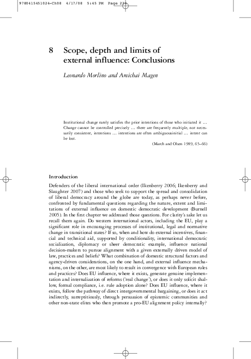 (PDF) Scope, depth and limits of external influence: Conclusions
