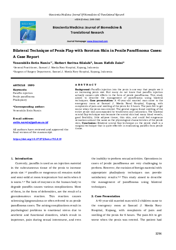 (PDF) Bilateral Technique of Penis Flap with Scrotum Skin in Penile ...
