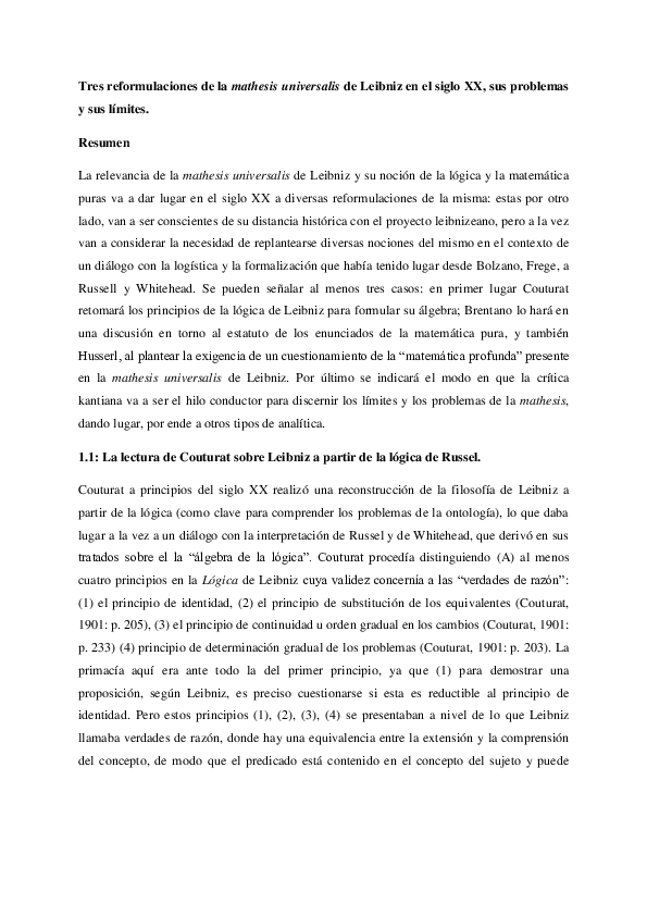 (PDF) Tres reformulaciones de la mathesis universalis de Leibniz en el ...