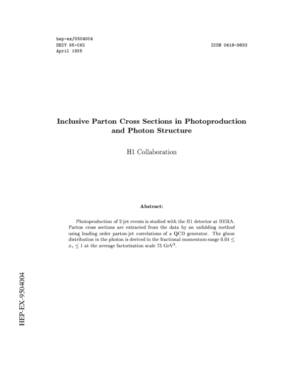 (PDF) Inclusive Parton Cross Sections in Photoproduction