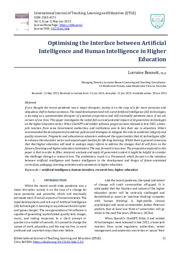 (PDF) Optimising the Interface between Artificial Intelligence and ...