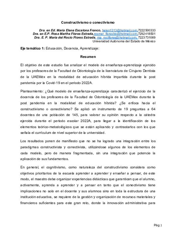 (DOC) Constructivismo o conectivismo