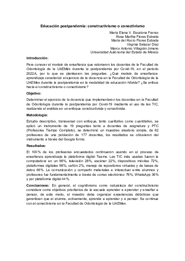 (DOC) Educación postpandemia: constructivismo o conectivismo