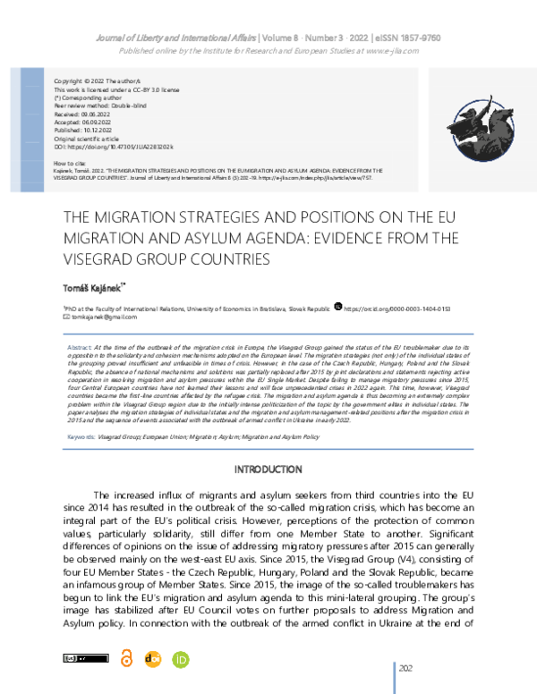 (PDF) The Migration Strategies and Positions on the Eu Migration and ...
