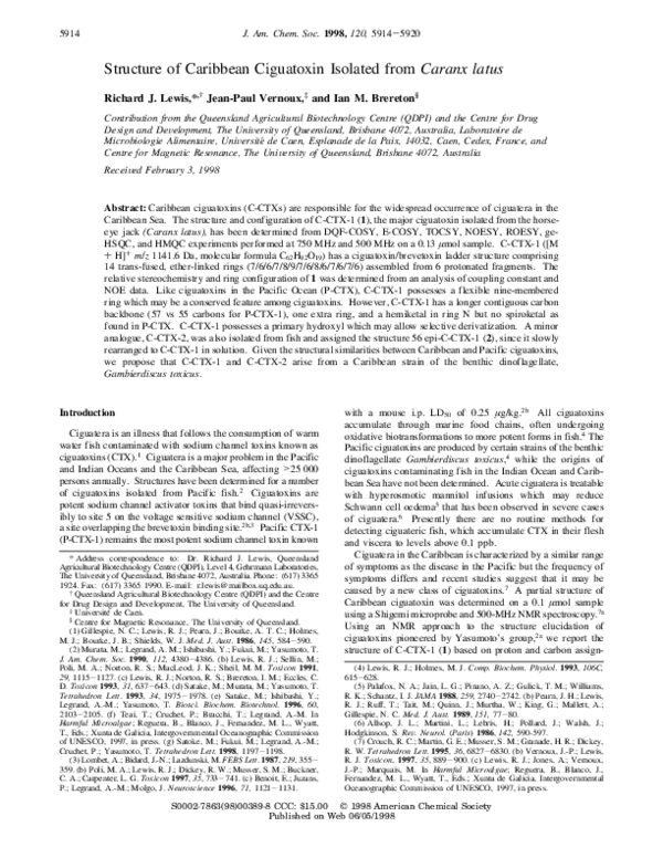 (PDF) Structure of Caribbean Ciguatoxin Isolated from Caranx latus