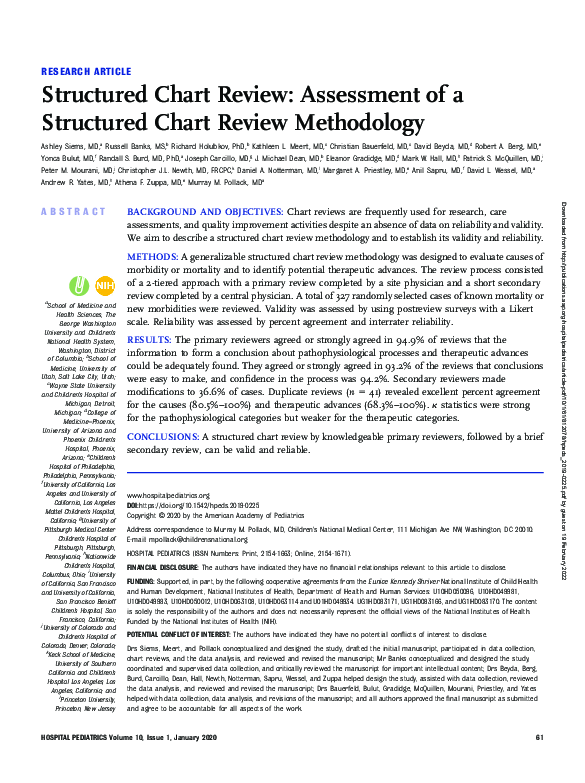 Structured Chart Review: Assessment of a Structured Chart Review ...