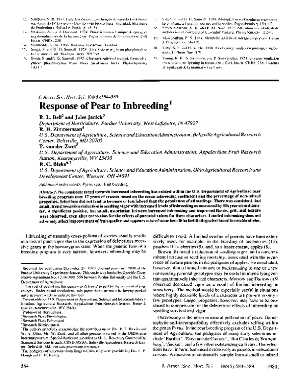 (PDF) Response of Pear to Inbreeding1 | Jules Janick - Academia.edu