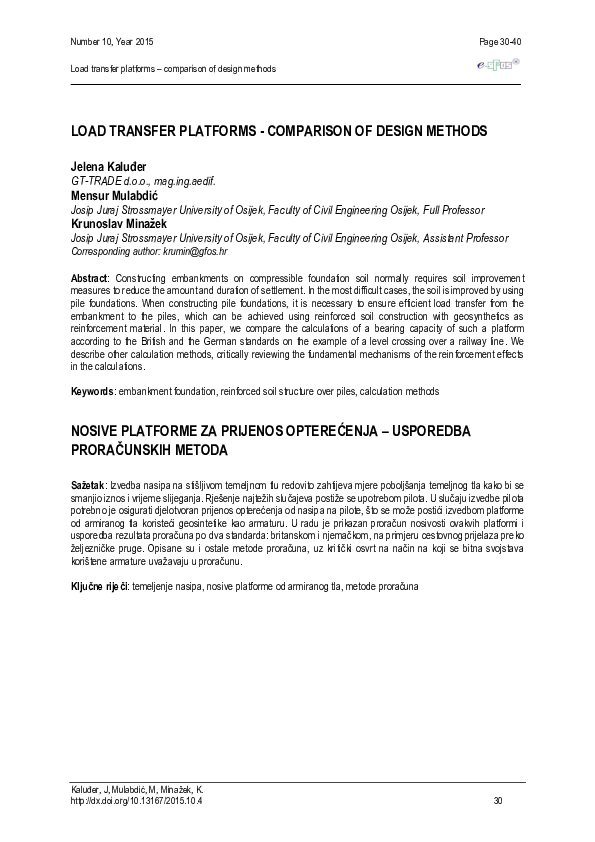 (PDF) Load Transfer Platforms - Comparison of Design Methods