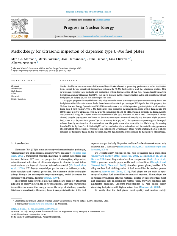 (PDF) Methodology for ultrasonic inspection of dispersion type U–Mo ...