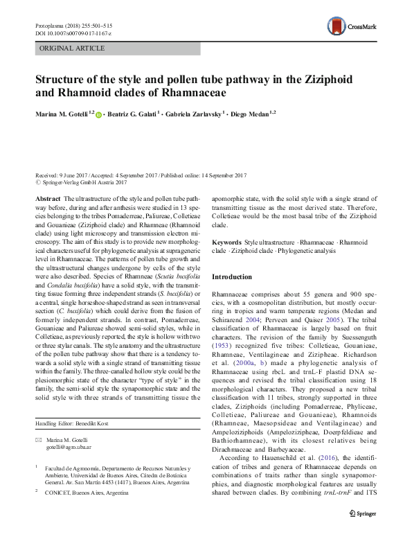(PDF) Structure of the style and pollen tube pathway in the Ziziphoid ...