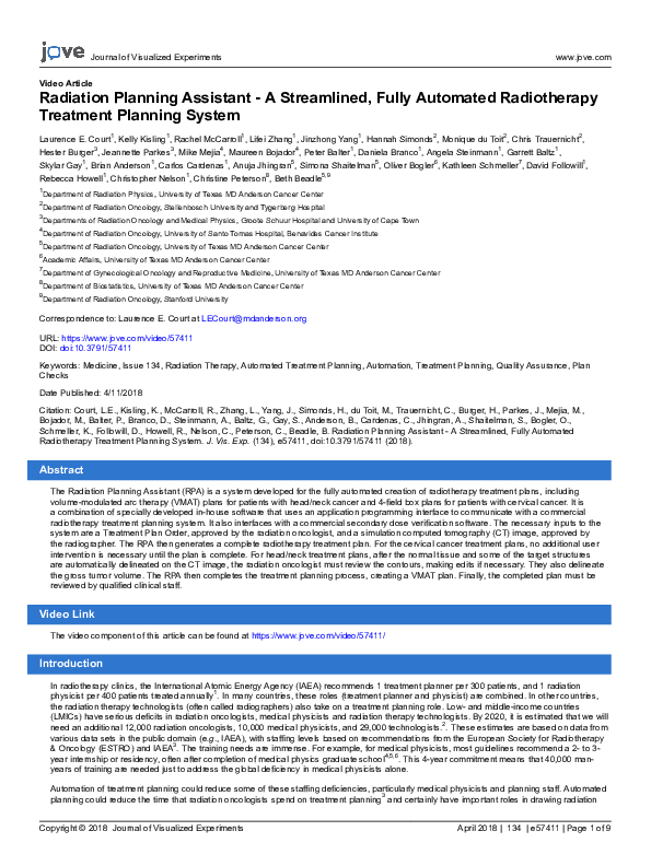 (PDF) Radiation Planning Assistant - A Streamlined, Fully Automated ...