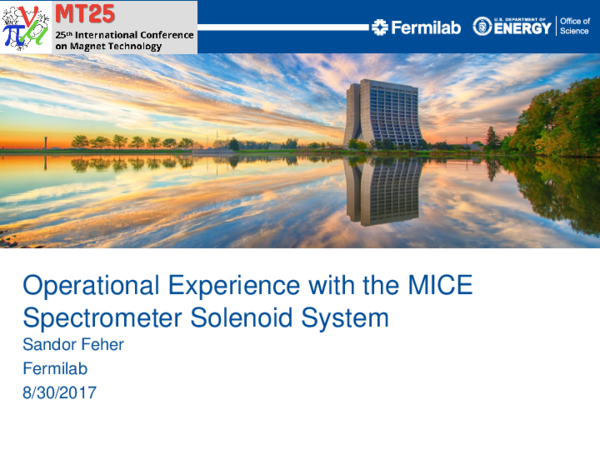 (PDF) Operational Experience With the MICE Spectrometer Solenoid System