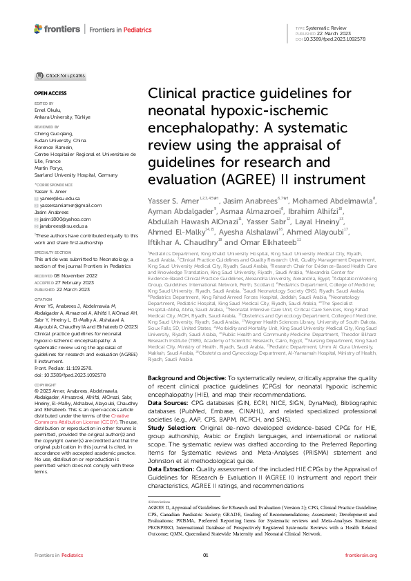 (PDF) Clinical practice guidelines for neonatal hypoxic-ischemic encephalopathy: A systematic ...