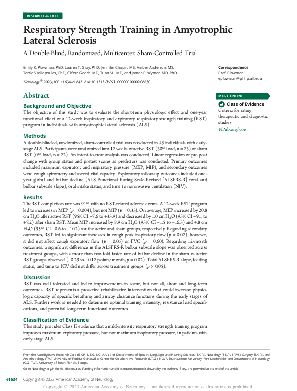 (PDF) Respiratory Strength Training in Amyotrophic Lateral Sclerosis