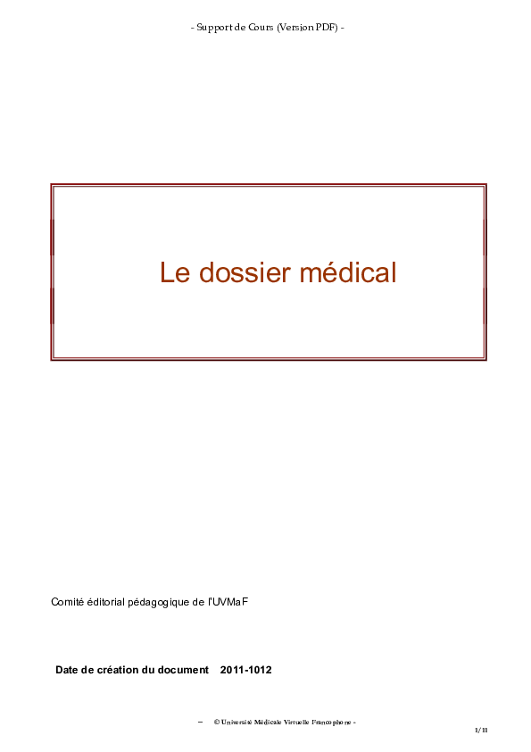 (PDF) Le dossier médical