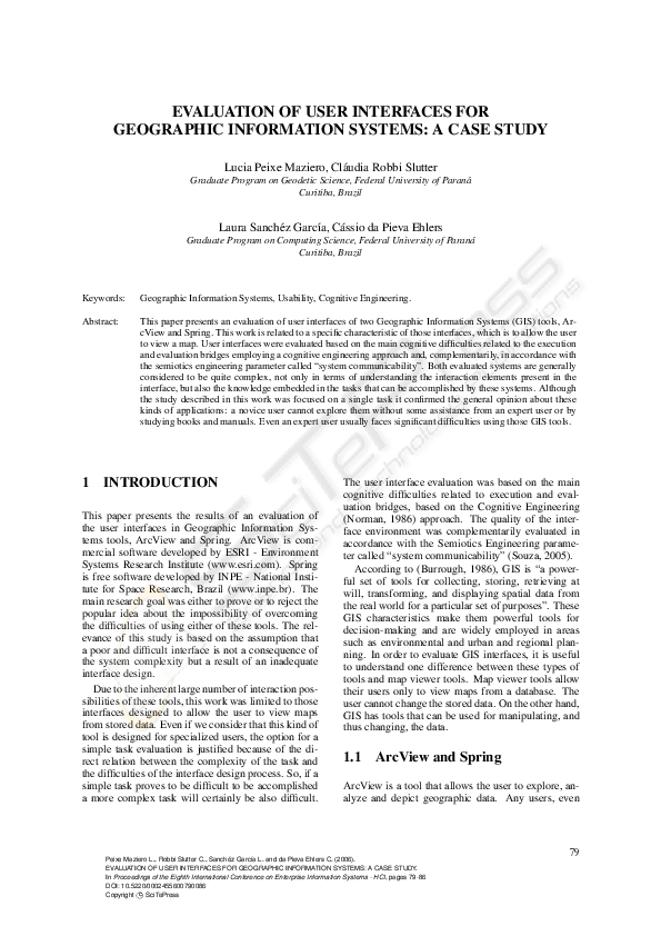 (PDF) Evaluation of User Interfaces for Geographic Information Systems: A Case Study
