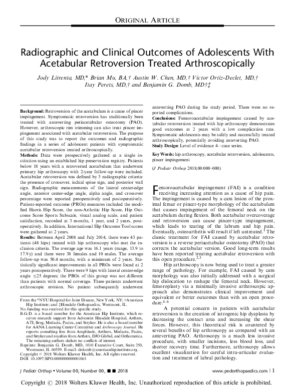 (PDF) Radiographic and Clinical Outcomes of Adolescents With Acetabular ...